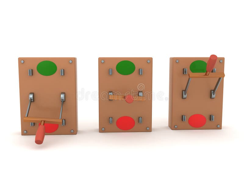 3D Rendering of Three Different Types of on Off Switches Stock ...