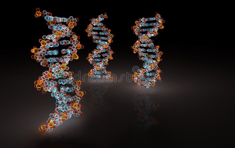 3D Rendering of Three DNA Helix Stock Illustration - Illustration of ...