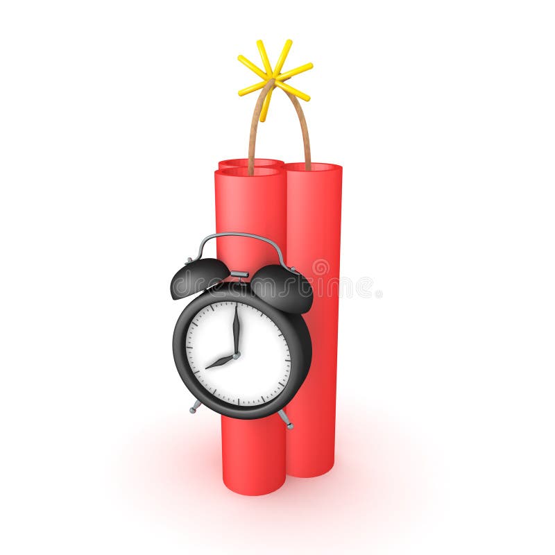 3D Rendering of Three Dynamite Sticks with Clock Stock Illustration ...