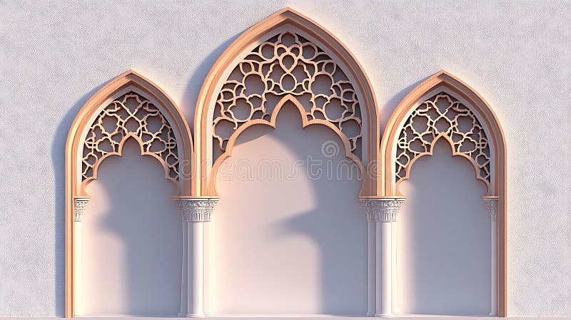 Elegant Triple Arched Wooden Architectural Design Stock Illustration ...