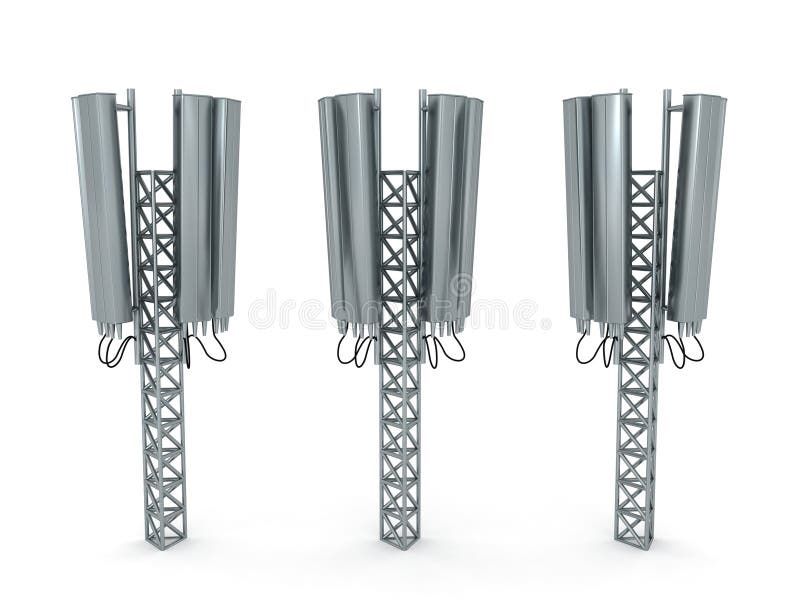 3D Rendering of Three Mobile Network Towers Stock Illustration ...