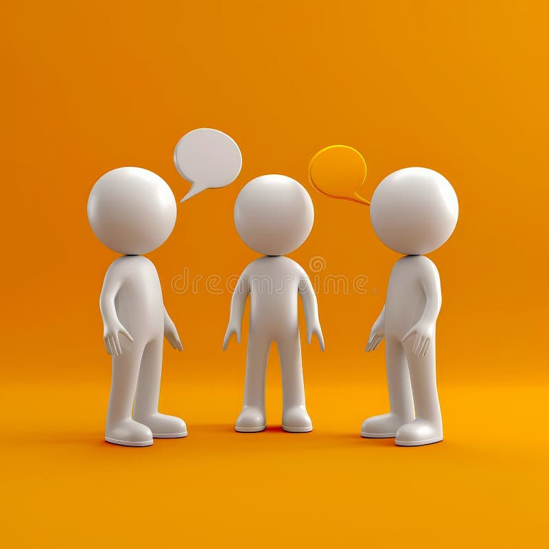 3D Rendering of Three People Talking To Each Other Stock Illustration ...