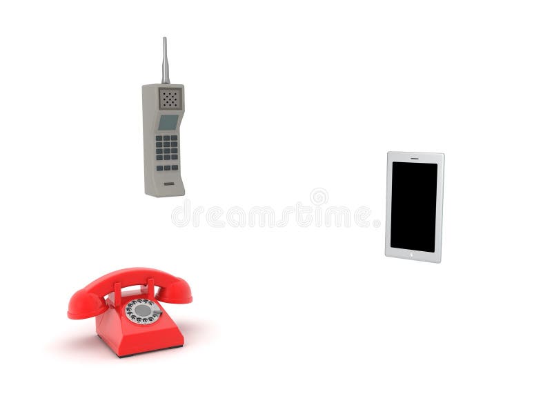 3D Rendering of Three Phones Stock Illustration - Illustration of cord ...