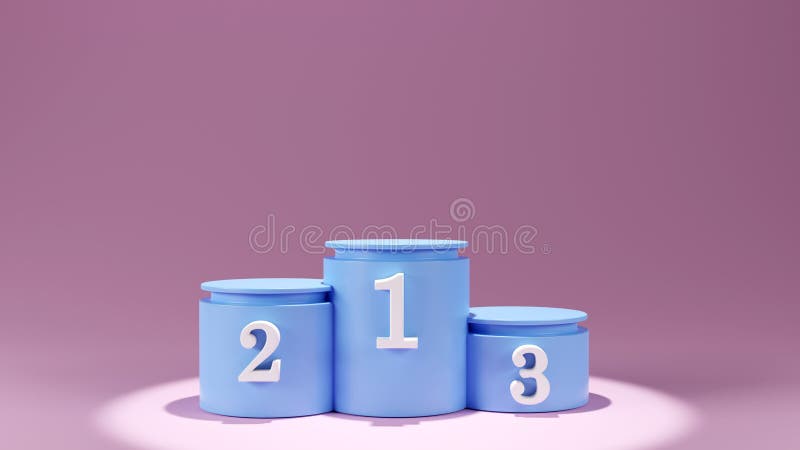 3D Rendering of Three Ranking Sport Podium with a Number on Pastel ...