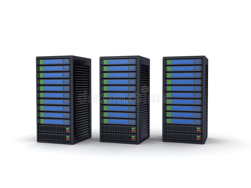 3D Rendering of Three Servers Stock Illustration - Illustration of room ...