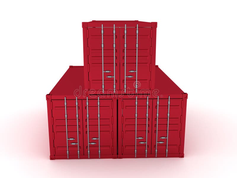 3D Rendering of Three Shipping Containers Stock Illustration ...