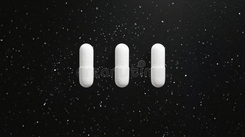 A 3D Rendering of Three White Capsules Against a Black Background ...