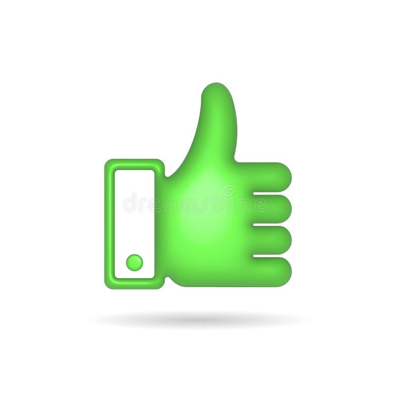 3d Rendering Thumb Up Icon. Illustration with Shadow Isolated on White ...