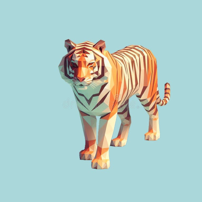 3D Rendering of a Tiger Low Polygon Isolated Stock Illustration ...