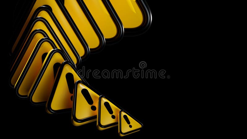 3D Rendering of Tiny Triangle Exclamation Mark with Collapse To Make a ...