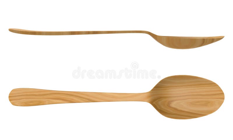Top and Side View Set of Metal Spoon with Clipping Path Isolated on ...