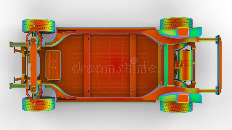 3D Rendering - Top View Analysis of a Car Chassis Stock Illustration ...
