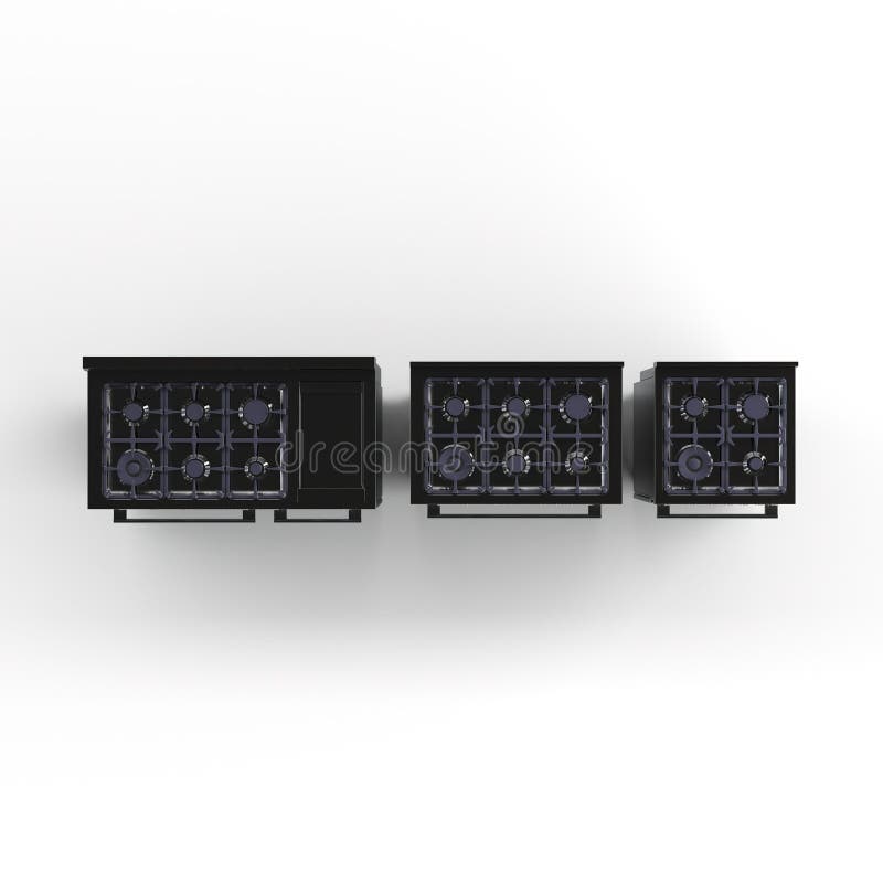 3d Rendering of a Top View of Gas Stoves on a White Background. Stock ...