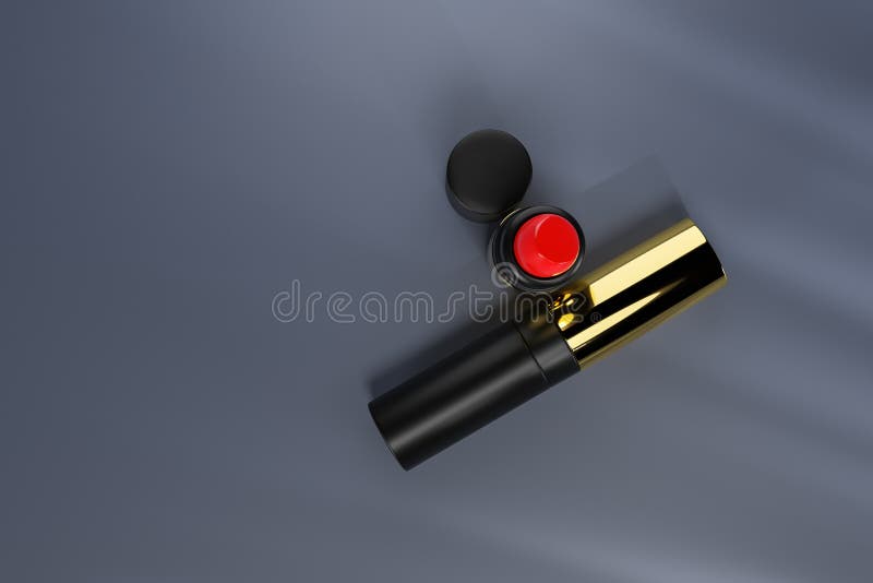 3d Rendering Top View of Lipstick Cosmetics Lying on Black Colored ...