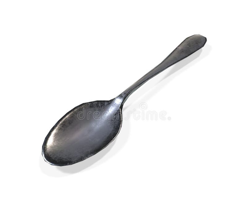 3d Rendering. Top View of Metal Spoon with Clipping Path Isolated on ...
