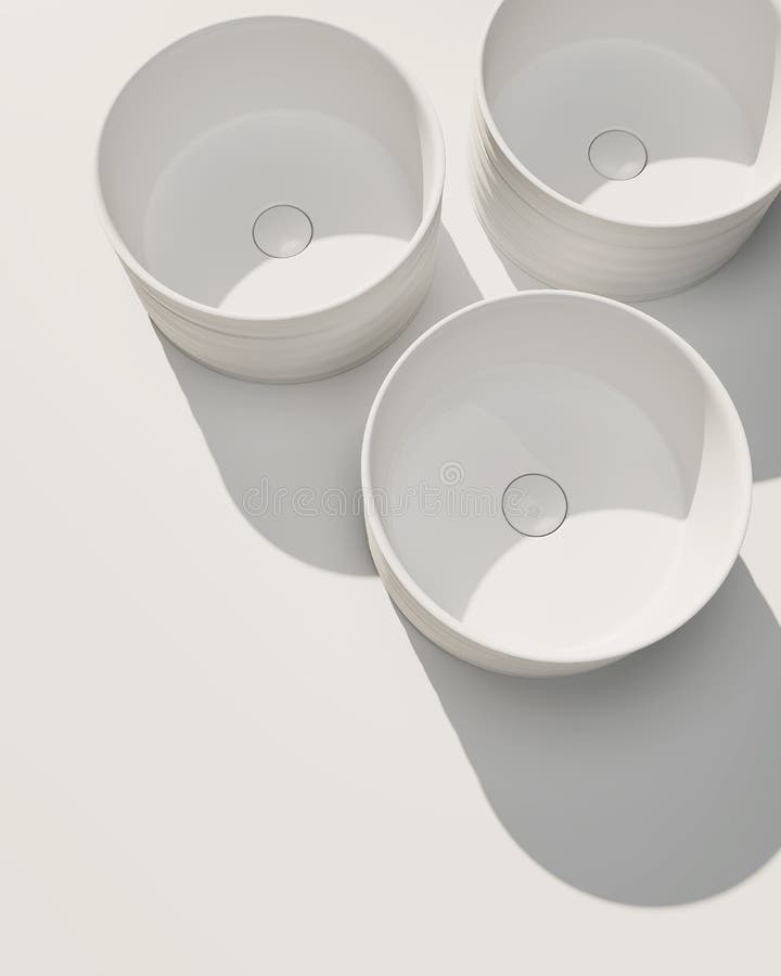 3d Rendering of Top View of Round Sink Standing on White Background ...