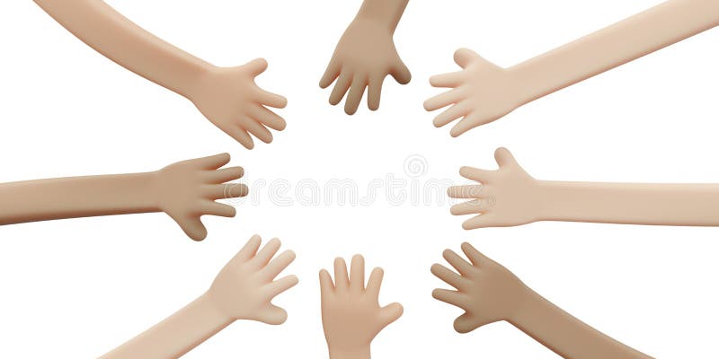 3D Rendering of Top View of Team People Putting Hands Stack Together ...