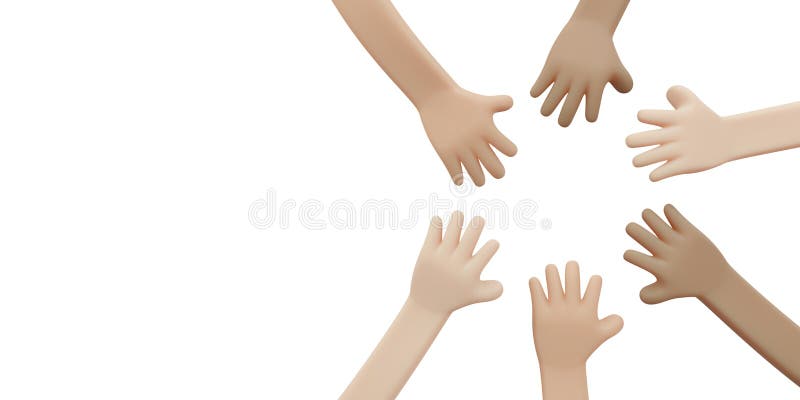 3D Rendering of Top View of Team People Putting Hands Stack Together ...