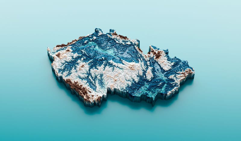3d Rendering of Topographic Czechia Map, Hypsometric Czech Republic ...