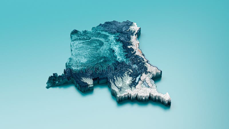 3D Rendering of a Topography Map of Congo Isolated on a Blue Gradient ...