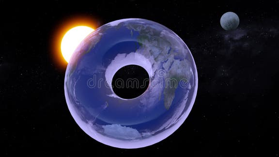 A Torus or Donut Shape Earth on the Outer Space Stock Illustration ...