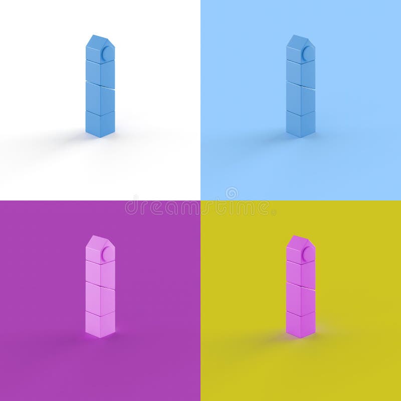 3D Rendering of Towers Isolated on Colorful Sections Stock Illustration ...