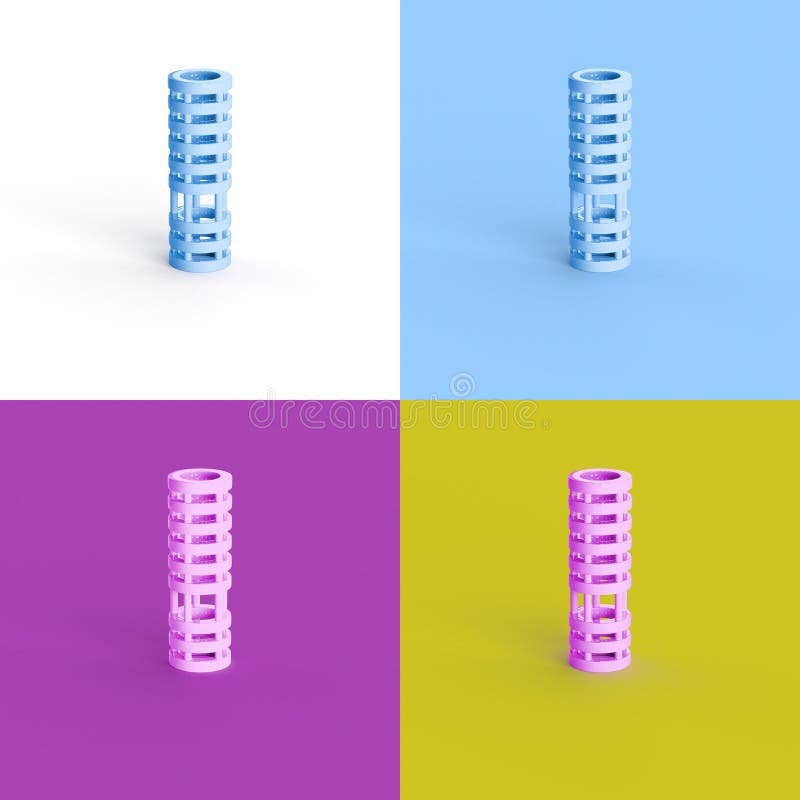 3D Rendering of Towers Isolated on Colorful Sections Stock Illustration ...