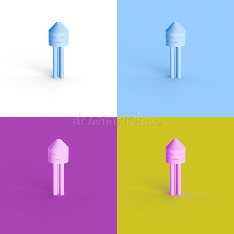3D Rendering of Towers Isolated on Colorful Sections Stock Illustration ...