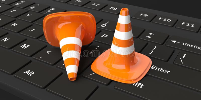3d Rendering Traffic Cones on a Keyboard Stock Illustration ...