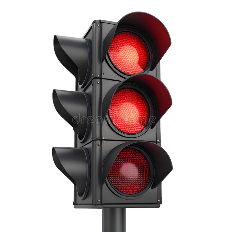 3 D Red Traffic Light Icon Isolated White Background Stock Illustration ...