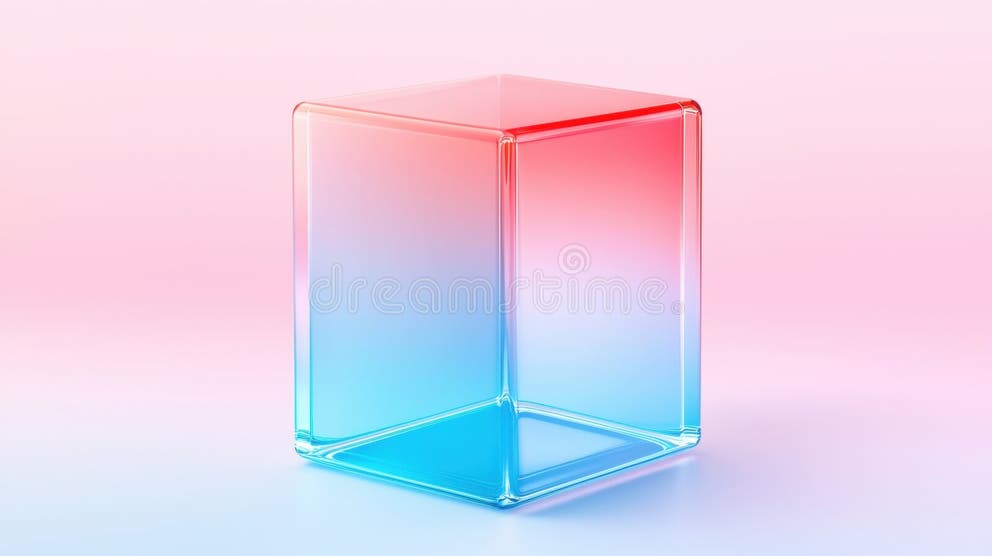 A 3D Rendering of a Translucent Cube with a Gradient Color Scheme ...