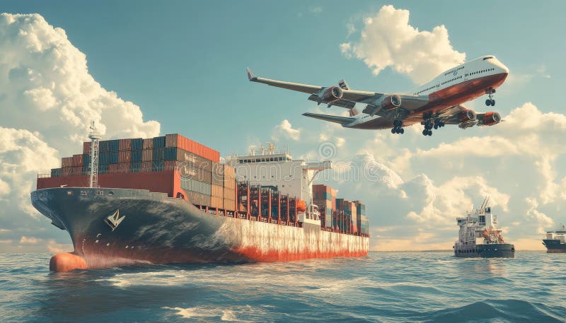 3d Rendering of Transport and Logistics Systems for Truck, Cargo Ship ...