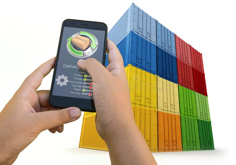 Tracking Parcel in Container App Stock Image - Image of online, label ...