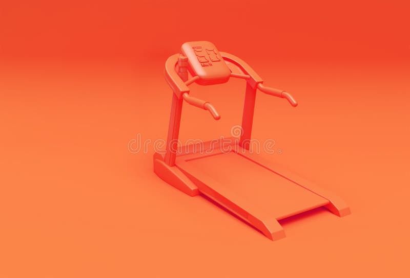 3d Rendering Treadmill or Running Machine on Orange Background Stock ...