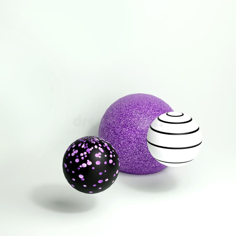 3D Rendering Trendy Background Violet Balls Shape Stock Illustration ...