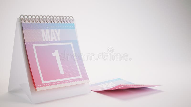 3D Rendering Trendy Colors Calendar - May 1 Stock Illustration ...