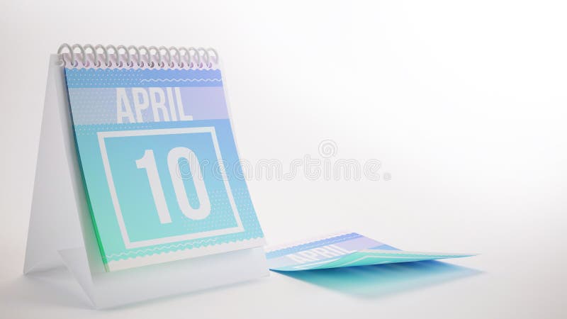 3D Rendering Trendy Colors Calendar on White Background - April Stock ...