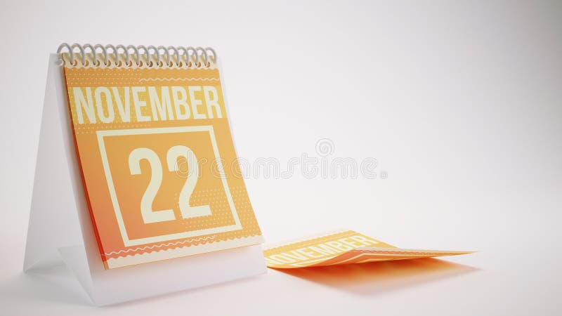 3D Rendering Trendy Colors Calendar on White Background - November 22 ...