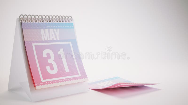 3D Rendering Trendy Colors Calendar on White - May 31 Stock ...