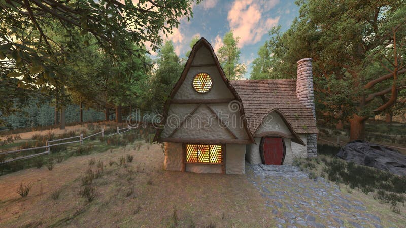 3D Rendering of a Triangular-roofed House in the Forest Stock ...