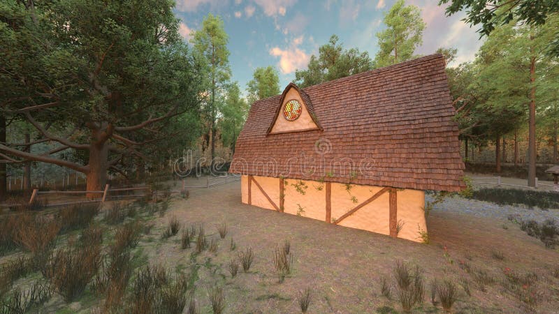 3D Rendering of a Triangular-roofed House in the Forest Stock Image ...