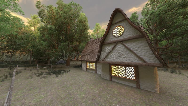 3D Rendering of a Triangular-roofed House in the Forest Stock ...