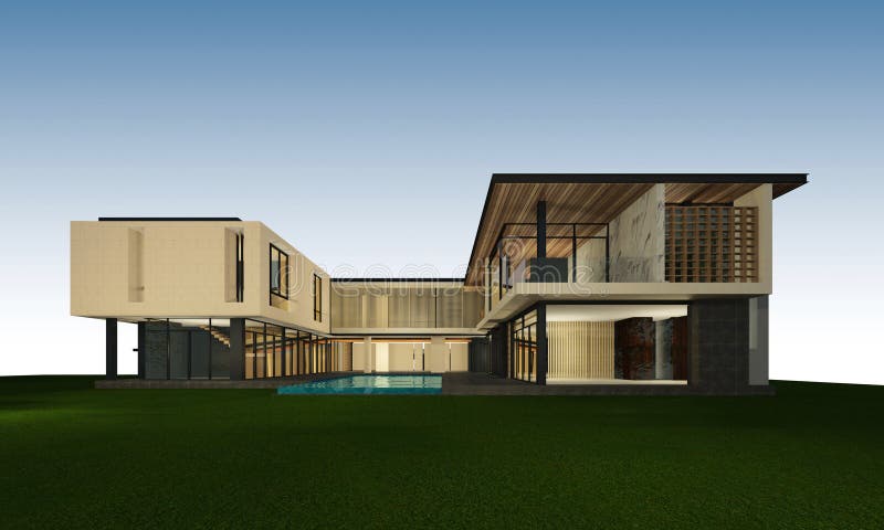 3D Rendering of Tropical House with Clipping Path. Stock Illustration ...