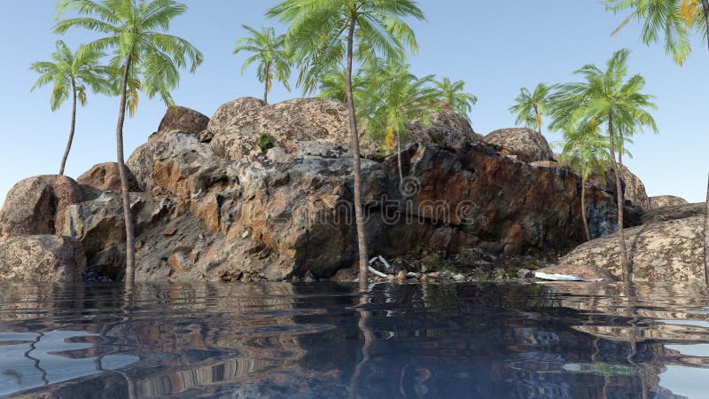 3D Rendering Tropical Island Stock Illustration - Illustration of ...