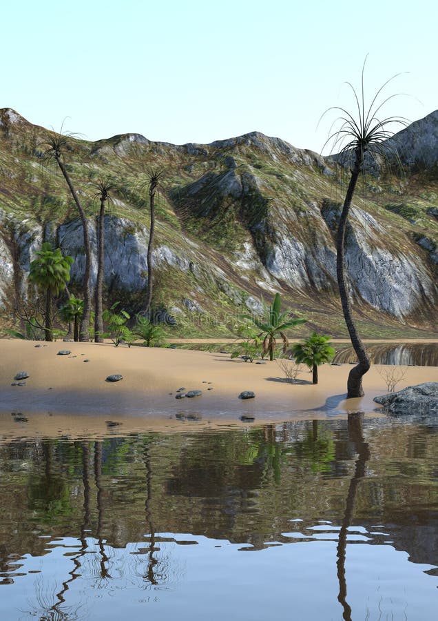 3D Rendering Tropical Lagoon Stock Illustration - Illustration of ...