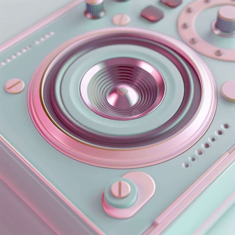 3d Rendering of a Turquoise and Pink Retro Record Player Stock ...