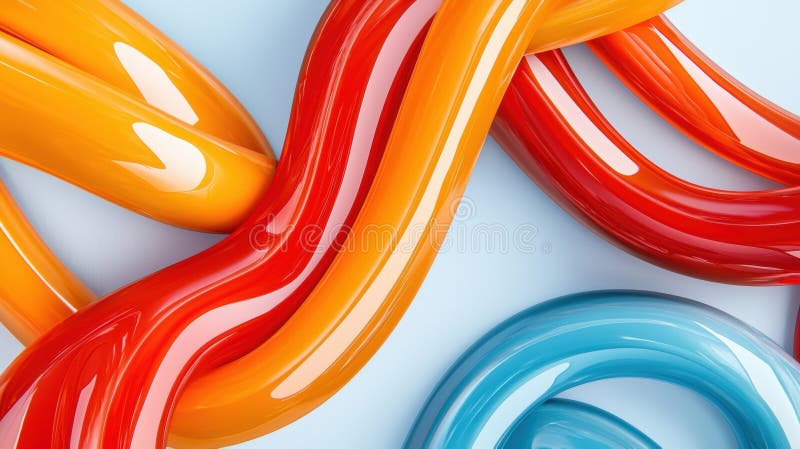 A 3D Rendering of a Twisted, Shiny, Orange and Red Tube-like Object ...