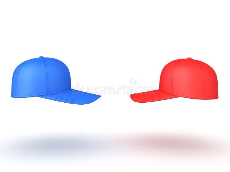 3D Rendering of Two Baseball Caps, One Red and Another Blue Stock ...