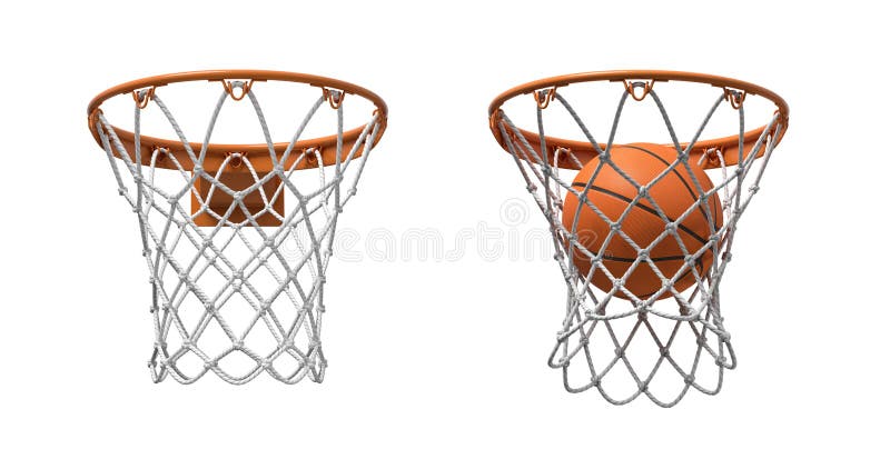 3d Rendering of Two Basketball Nets with Orange Hoops, One Empty and ...
