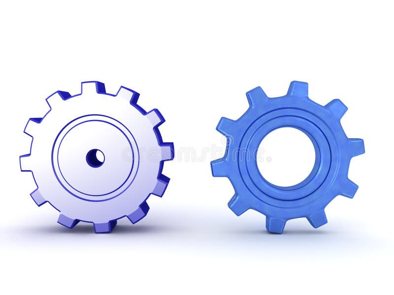 3D Rendering of Two Blue Gears Stock Illustration - Illustration of ...